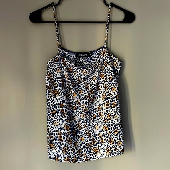 Etiquette | Tops | Spaghetti Strap Light Flowy Tank Leopard Print Navy ...